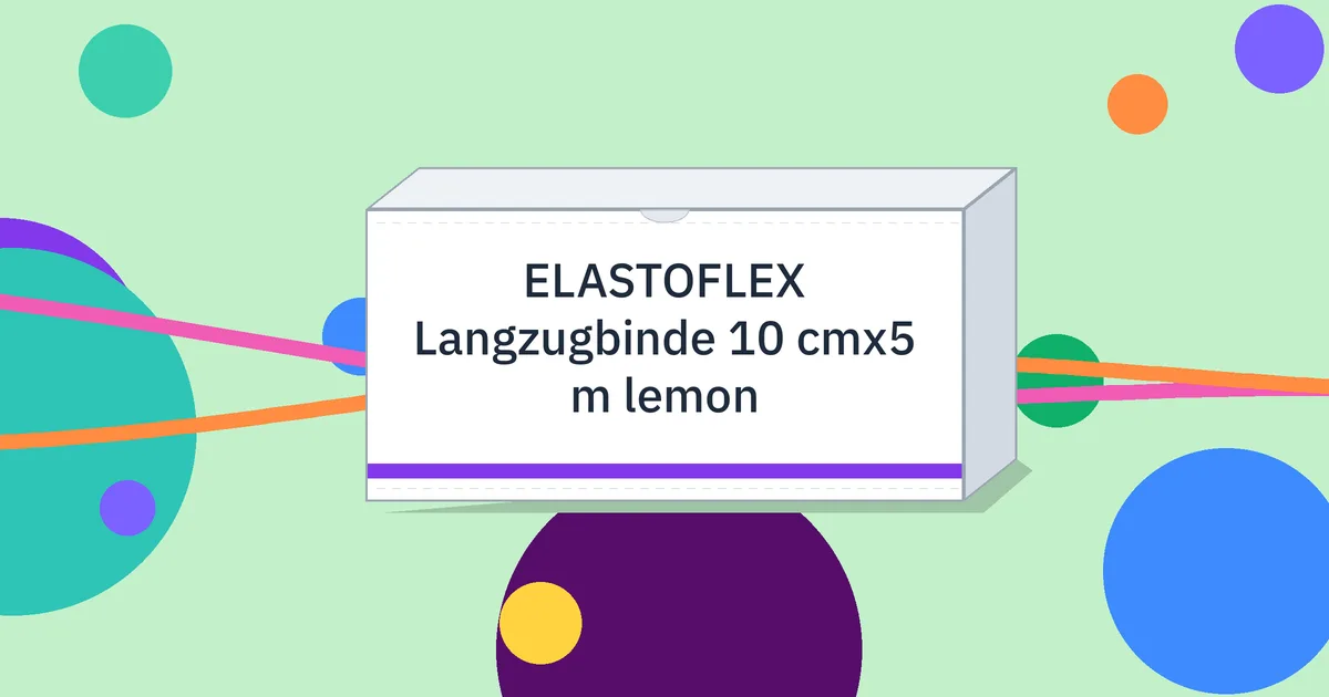 Symbolbild: Packung mit der Aufschrift ELASTOFLEX Langzugbinde 10 cmx5 m lemon (PZN 17175927) – Verfügbarkeit und Bezug in Apotheken in Frankfurt am Main