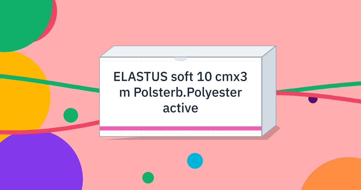 Symbolbild: Packung mit der Aufschrift ELASTUS soft 10 cmx3 m Polsterb.Polyester active (PZN 01312084) – Verfügbarkeit und Bezug in Apotheken in Frankfurt am Main
