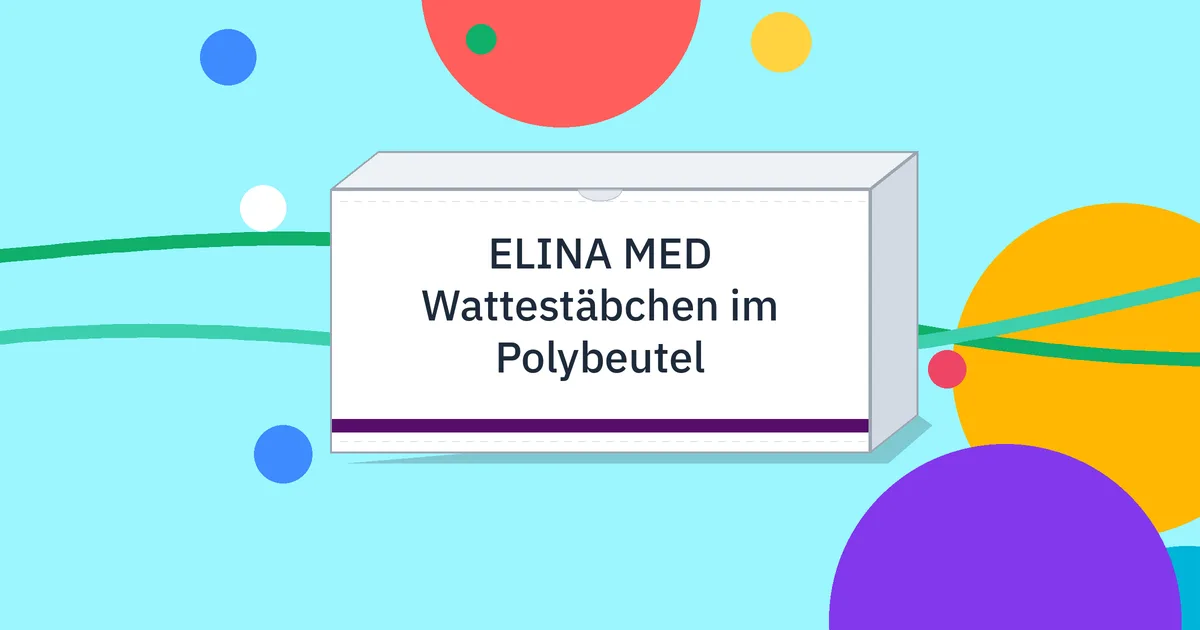 Symbolbild: Packung mit der Aufschrift ELINA MED Wattestäbchen im Polybeutel (PZN 14216910) – Verfügbarkeit und Bezug in Apotheken in Frankfurt am Main