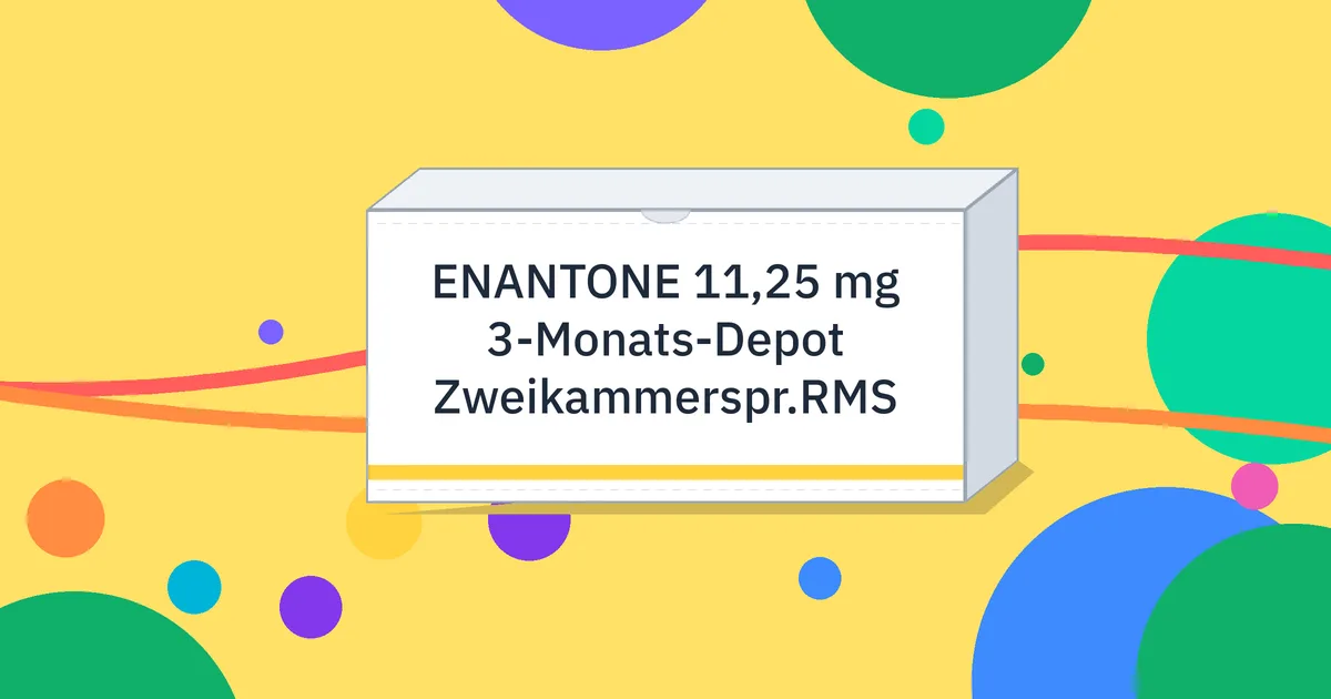 Symbolbild: Packung mit der Aufschrift ENANTONE 11,25 mg 3-Monats-Depot Zweikammerspr.RMS (PZN 17383867) – Verfügbarkeit und Bezug in Apotheken in Frankfurt am Main