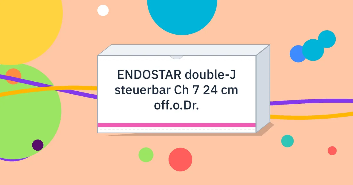 Symbolbild: Packung mit der Aufschrift ENDOSTAR double-J steuerbar Ch 7 24 cm off.o.Dr. (PZN 00439500) – Verfügbarkeit und Bezug in Apotheken in Frankfurt am Main