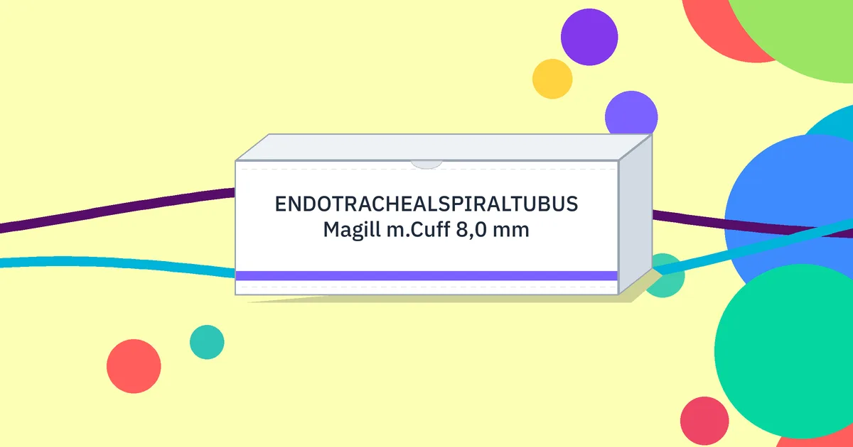 Symbolbild: Packung mit der Aufschrift ENDOTRACHEALSPIRALTUBUS Magill m.Cuff 8,0 mm (PZN 06497332) – Verfügbarkeit und Bezug in Apotheken in Frankfurt am Main