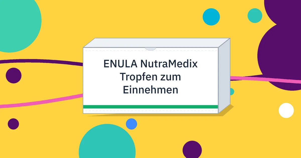 Symbolbild: Packung mit der Aufschrift ENULA NutraMedix Tropfen zum Einnehmen (PZN 18197428) – Verfügbarkeit und Bezug in Apotheken in Frankfurt am Main