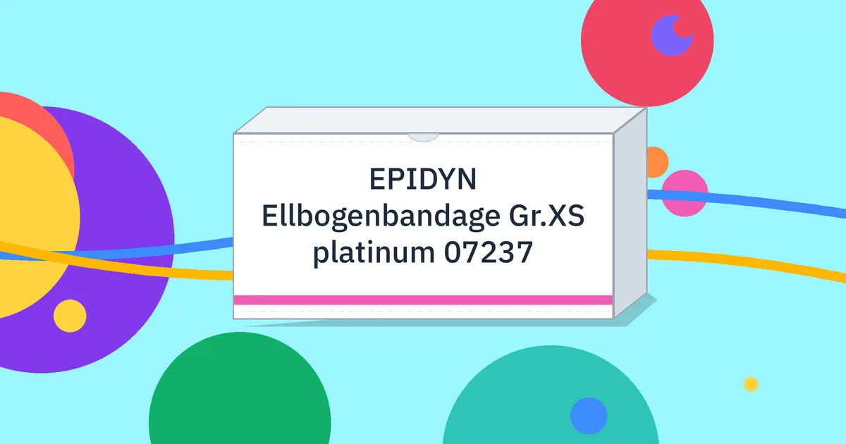 Symbolbild: Packung mit der Aufschrift EPIDYN Ellbogenbandage Gr.XS platinum 07237 (PZN 11018109) – Verfügbarkeit und Bezug in Apotheken in Frankfurt am Main