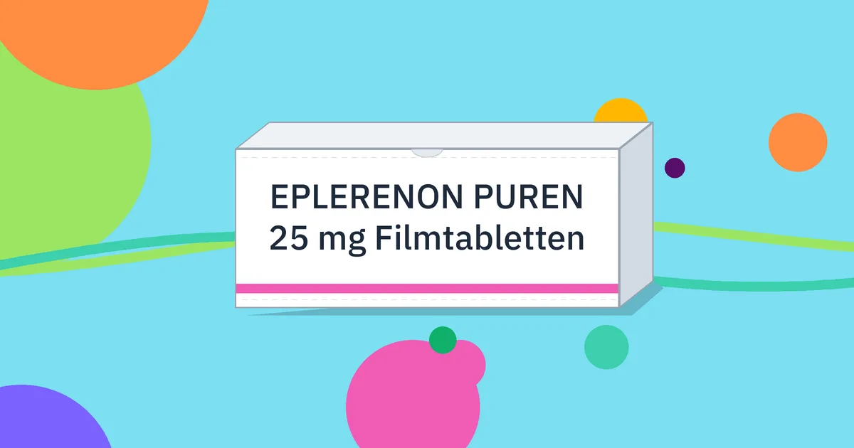 Symbolbild: Packung mit der Aufschrift EPLERENON PUREN 25 mg Filmtabletten (PZN 11108195) – Verfügbarkeit und Bezug in Apotheken in Frankfurt am Main