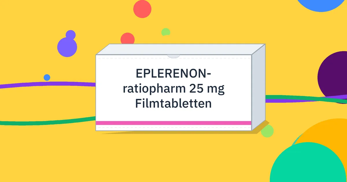 Symbolbild: Packung mit der Aufschrift EPLERENON-ratiopharm 25 mg Filmtabletten (PZN 10169496) – Verfügbarkeit und Bezug in Apotheken in Frankfurt am Main
