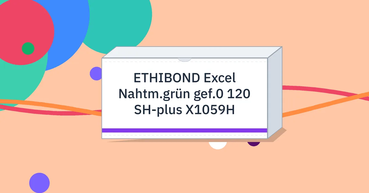 Symbolbild: Packung mit der Aufschrift ETHIBOND Excel Nahtm.grün gef.0 120 SH-plus X1059H (PZN 16039240) – Verfügbarkeit und Bezug in Apotheken in Frankfurt am Main