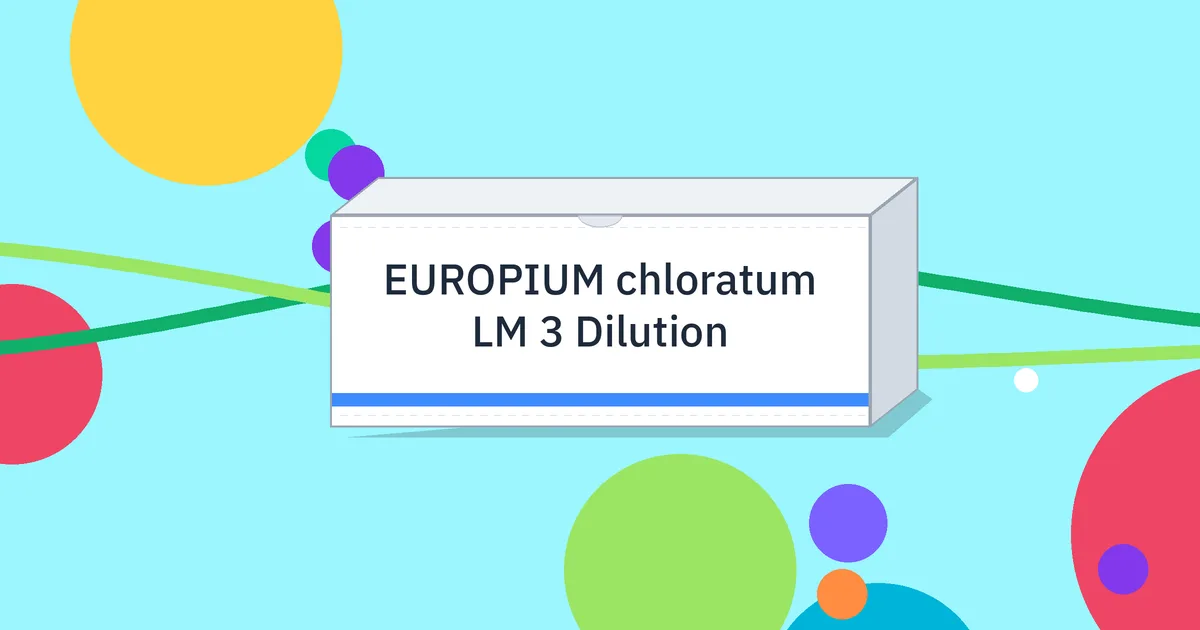 Symbolbild: Packung mit der Aufschrift EUROPIUM chloratum LM 3 Dilution (PZN 13484034) – Verfügbarkeit und Bezug in Apotheken in Frankfurt am Main