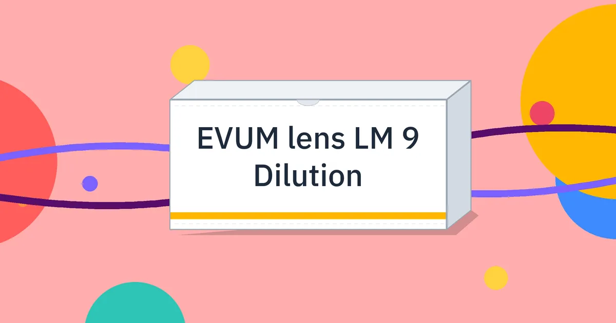 Symbolbild: Packung mit der Aufschrift EVUM lens LM 9 Dilution (PZN 13485074) – Verfügbarkeit und Bezug in Apotheken in Frankfurt am Main