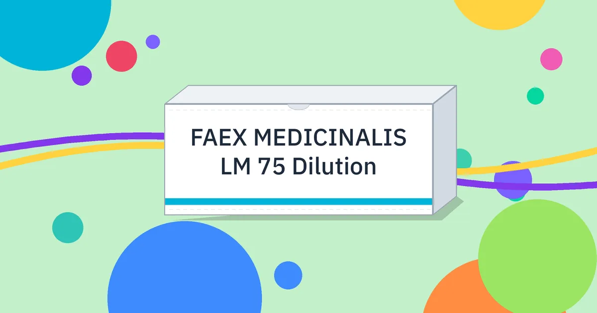 Symbolbild: Packung mit der Aufschrift FAEX MEDICINALIS LM 75 Dilution (PZN 13486300) – Verfügbarkeit und Bezug in Apotheken in Frankfurt am Main