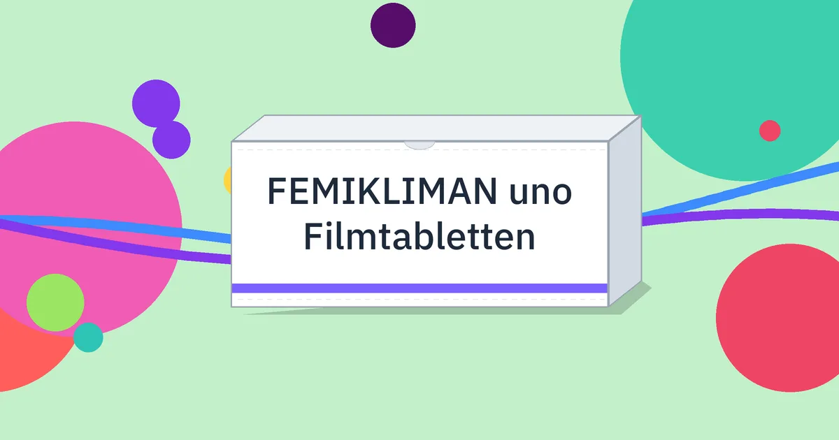 Symbolbild: Packung mit der Aufschrift FEMIKLIMAN uno Filmtabletten (PZN 08817611) – Verfügbarkeit und Bezug in Apotheken in Frankfurt am Main