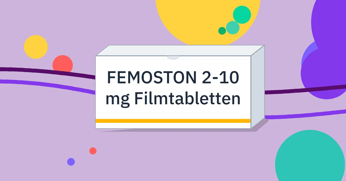 Symbolbild: Packung mit der Aufschrift FEMOSTON 2-10 mg Filmtabletten (PZN 08603206) – Verfügbarkeit und Bezug in Apotheken in Frankfurt am Main