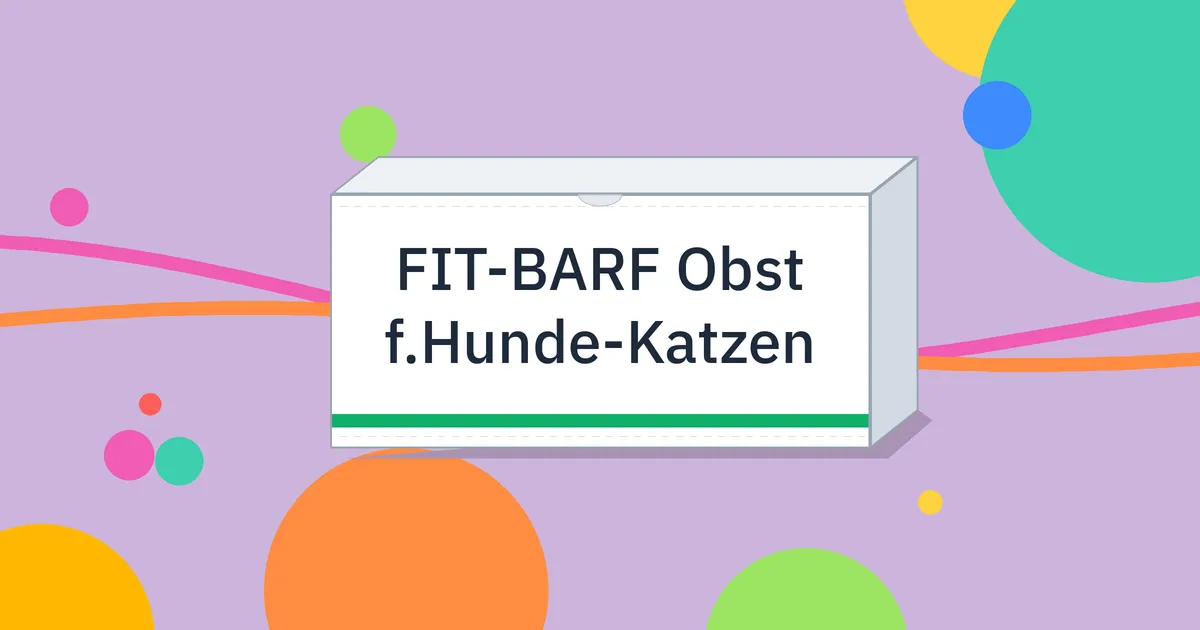 Symbolbild: Packung mit der Aufschrift FIT-BARF Obst f.Hunde-Katzen (PZN 09331483) – Verfügbarkeit und Bezug in Apotheken in Frankfurt am Main