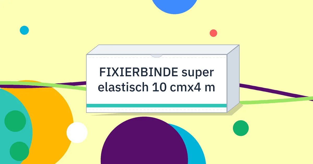 Symbolbild: Packung mit der Aufschrift FIXIERBINDE super elastisch 10 cmx4 m (PZN 02241676) – Verfügbarkeit und Bezug in Apotheken in Frankfurt am Main