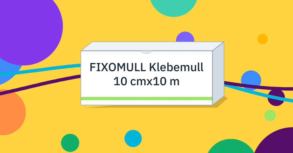 Symbolbild: Packung mit der Aufschrift FIXOMULL Klebemull 10 cmx10 m (PZN 17842074) – Verfügbarkeit und Bezug in Apotheken in Frankfurt am Main