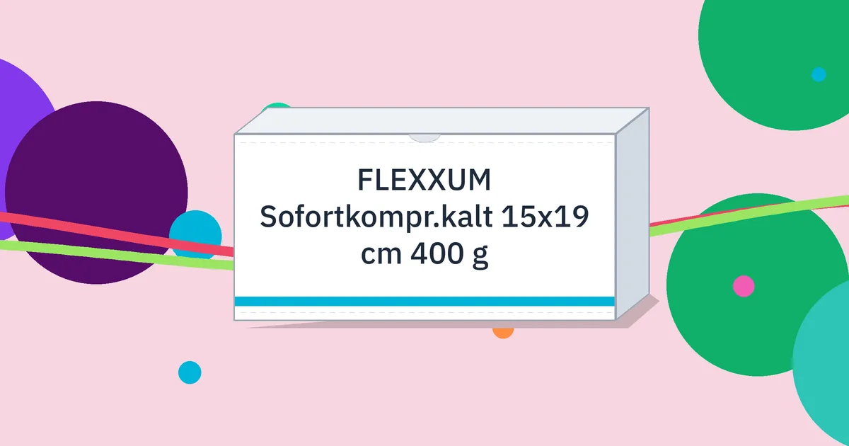 Symbolbild: Packung mit der Aufschrift FLEXXUM Sofortkompr.kalt 15x19 cm 400 g (PZN 09379834) – Verfügbarkeit und Bezug in Apotheken in Frankfurt am Main