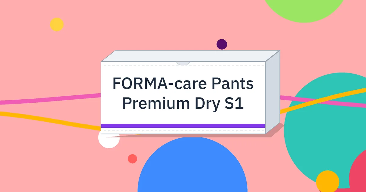 Symbolbild: Packung mit der Aufschrift FORMA-care Pants Premium Dry S1 (PZN 08468151) – Verfügbarkeit und Bezug in Apotheken in Frankfurt am Main