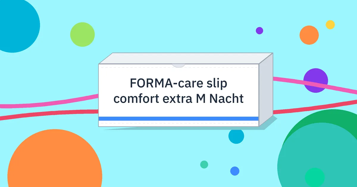 Symbolbild: Packung mit der Aufschrift FORMA-care slip comfort extra M Nacht (PZN 18310758) – Verfügbarkeit und Bezug in Apotheken in Frankfurt am Main