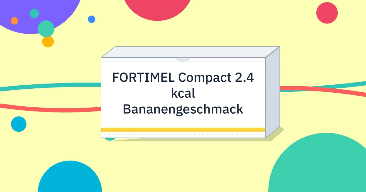 Symbolbild: Packung mit der Aufschrift FORTIMEL Compact 2.4 kcal Bananengeschmack (PZN 10743498) – Verfügbarkeit und Bezug in Apotheken in Frankfurt am Main