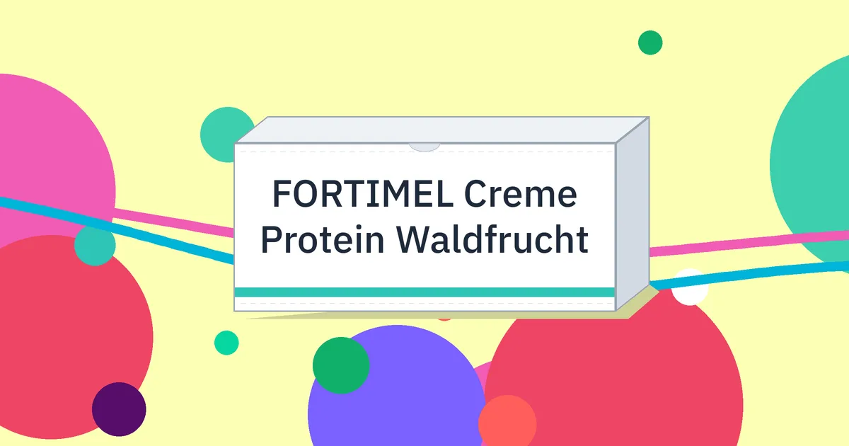 Symbolbild: Packung mit der Aufschrift FORTIMEL Creme Protein Waldfrucht (PZN 20055598) – Verfügbarkeit und Bezug in Apotheken in Frankfurt am Main
