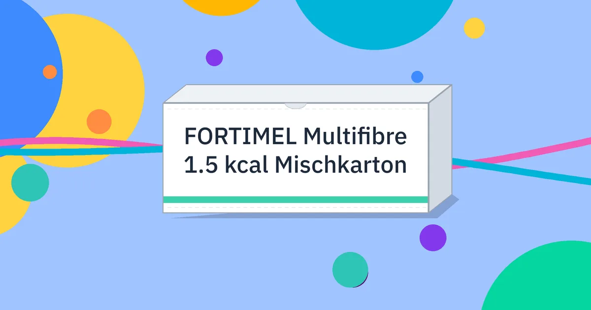 Symbolbild: Packung mit der Aufschrift FORTIMEL Multifibre 1.5 kcal Mischkarton (PZN 19751393) – Verfügbarkeit und Bezug in Apotheken in Frankfurt am Main