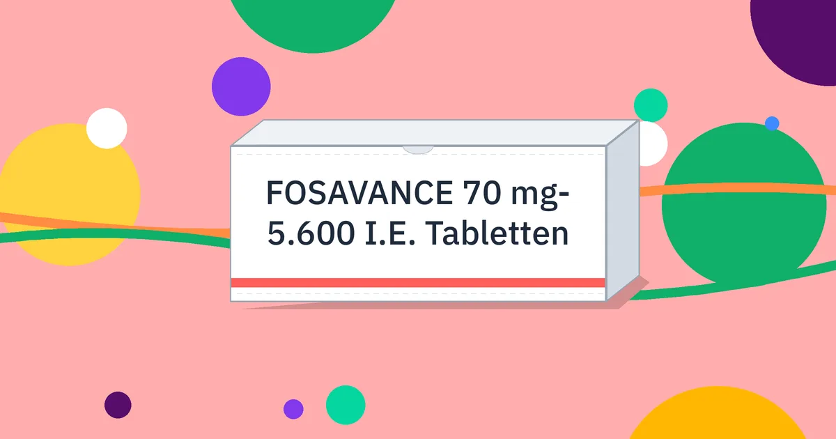 Symbolbild: Packung mit der Aufschrift FOSAVANCE 70 mg-5.600 I.E. Tabletten (PZN 05703143) – Verfügbarkeit und Bezug in Apotheken in Frankfurt am Main