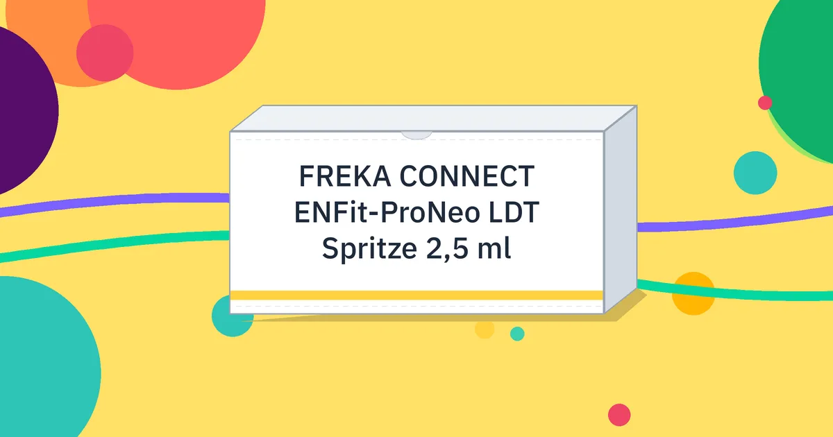 Symbolbild: Packung mit der Aufschrift FREKA CONNECT ENFit-ProNeo LDT Spritze 2,5 ml (PZN 12479427) – Verfügbarkeit und Bezug in Apotheken in Frankfurt am Main