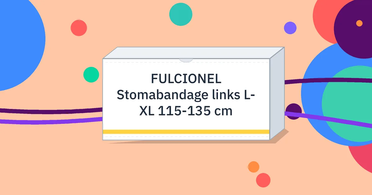 Symbolbild: Packung mit der Aufschrift FULCIONEL Stomabandage links L-XL 115-135 cm (PZN 11484811) – Verfügbarkeit und Bezug in Apotheken in Frankfurt am Main