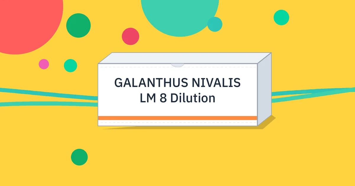 Symbolbild: Packung mit der Aufschrift GALANTHUS NIVALIS LM 8 Dilution (PZN 13494771) – Verfügbarkeit und Bezug in Apotheken in Frankfurt am Main