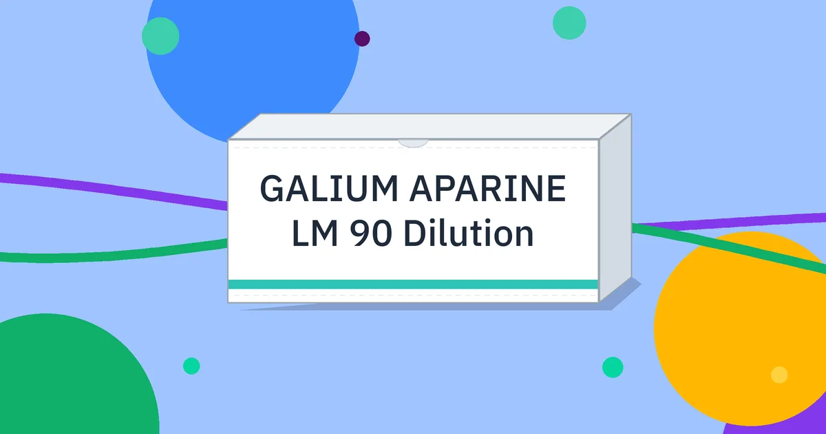 Symbolbild: Packung mit der Aufschrift GALIUM APARINE LM 90 Dilution (PZN 13497404) – Verfügbarkeit und Bezug in Apotheken in Frankfurt am Main