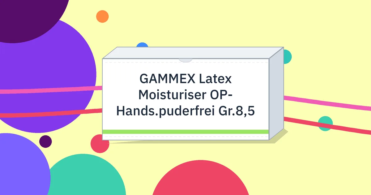 Symbolbild: Packung mit der Aufschrift GAMMEX Latex Moisturiser OP-Hands.puderfrei Gr.8,5 (PZN 11298356) – Verfügbarkeit und Bezug in Apotheken in Frankfurt am Main