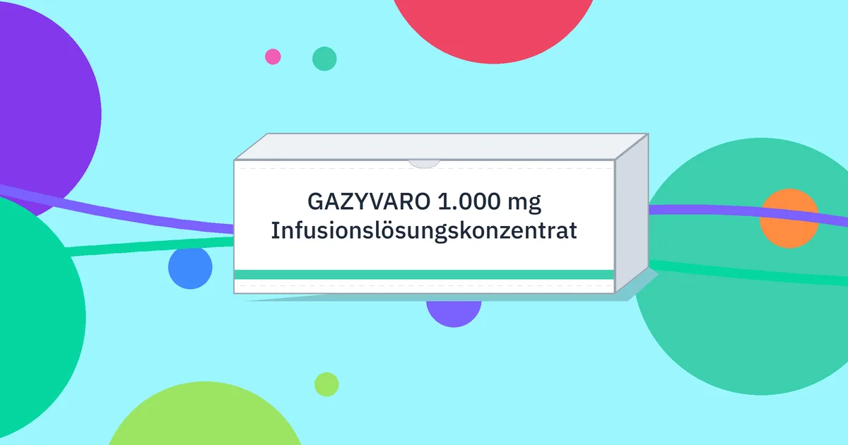 Symbolbild: Packung mit der Aufschrift GAZYVARO 1.000 mg Infusionslösungskonzentrat (PZN 10048686) – Verfügbarkeit und Bezug in Apotheken in Frankfurt am Main