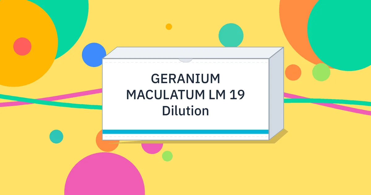 Symbolbild: Packung mit der Aufschrift GERANIUM MACULATUM LM 19 Dilution (PZN 12876766) – Verfügbarkeit und Bezug in Apotheken in Frankfurt am Main