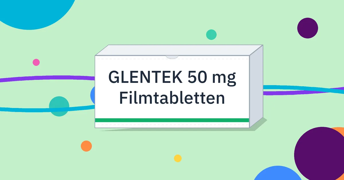 Symbolbild: Packung mit der Aufschrift GLENTEK 50 mg Filmtabletten (PZN 09947563) – Verfügbarkeit und Bezug in Apotheken in Frankfurt am Main