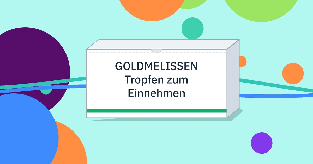 Symbolbild: Packung mit der Aufschrift GOLDMELISSEN Tropfen zum Einnehmen (PZN 11365621) – Verfügbarkeit und Bezug in Apotheken in Frankfurt am Main