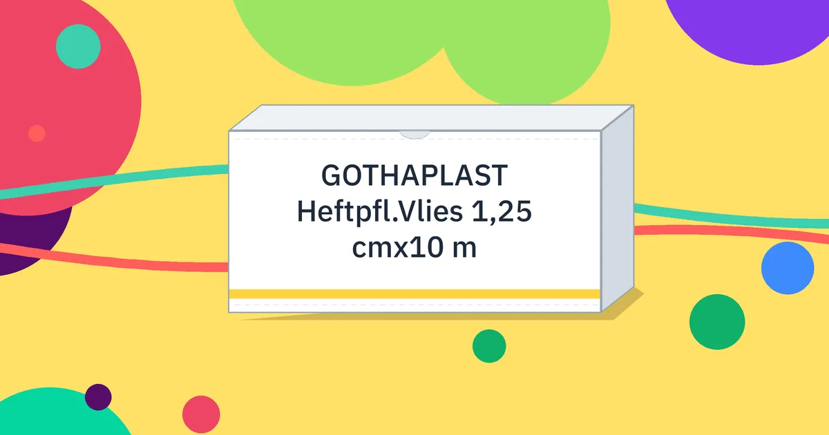 Symbolbild: Packung mit der Aufschrift GOTHAPLAST Heftpfl.Vlies 1,25 cmx10 m (PZN 07105417) – Verfügbarkeit und Bezug in Apotheken in Frankfurt am Main