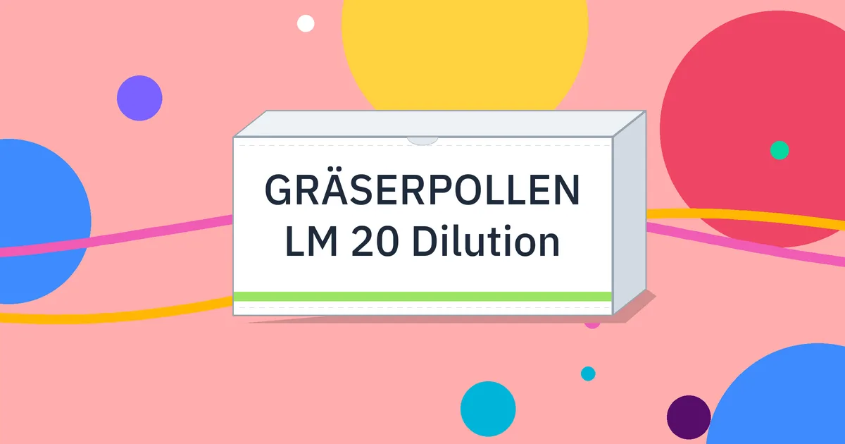 Symbolbild: Packung mit der Aufschrift GRÄSERPOLLEN LM 20 Dilution (PZN 12882258) – Verfügbarkeit und Bezug in Apotheken in Frankfurt am Main