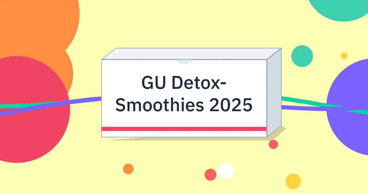 Symbolbild: Packung mit der Aufschrift GU Detox-Smoothies 2025 (PZN 19767106) – Verfügbarkeit und Bezug in Apotheken in Frankfurt am Main