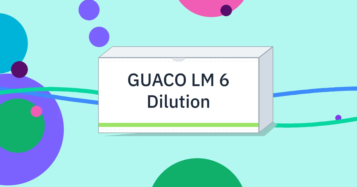 Symbolbild: Packung mit der Aufschrift GUACO LM 6 Dilution (PZN 13547852) – Verfügbarkeit und Bezug in Apotheken in Frankfurt am Main