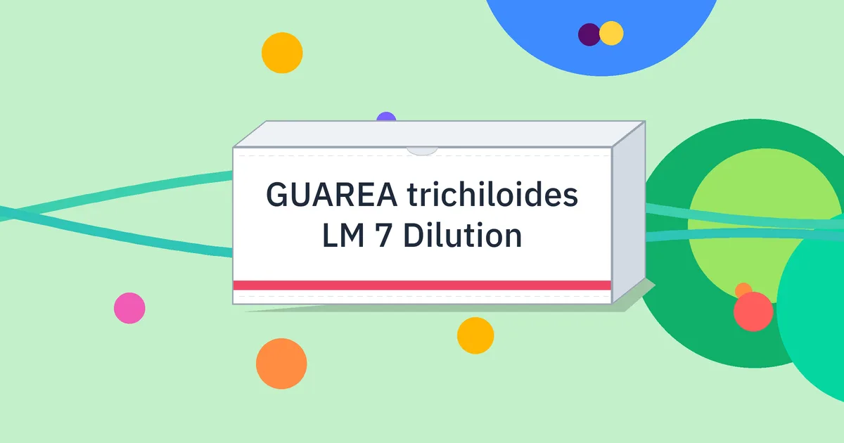 Symbolbild: Packung mit der Aufschrift GUAREA trichiloides LM 7 Dilution (PZN 13548343) – Verfügbarkeit und Bezug in Apotheken in Frankfurt am Main