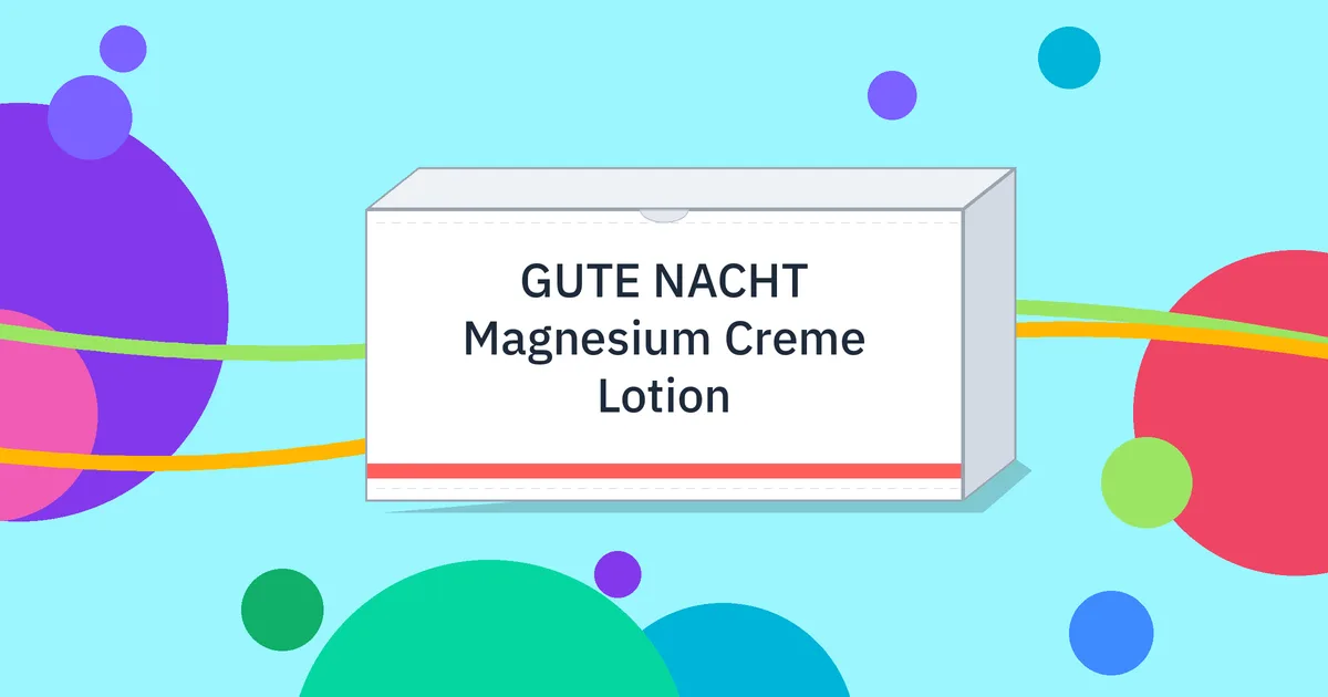 Symbolbild: Packung mit der Aufschrift GUTE NACHT Magnesium Creme Lotion (PZN 18820956) – Verfügbarkeit und Bezug in Apotheken in Frankfurt am Main