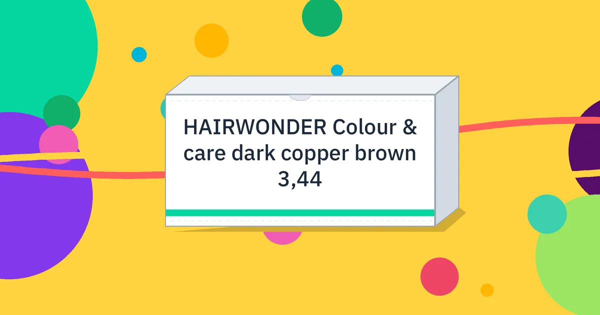 Symbolbild: Packung mit der Aufschrift HAIRWONDER Colour & care dark copper brown 3,44 (PZN 11028237) – Verfügbarkeit und Bezug in Apotheken in Frankfurt am Main
