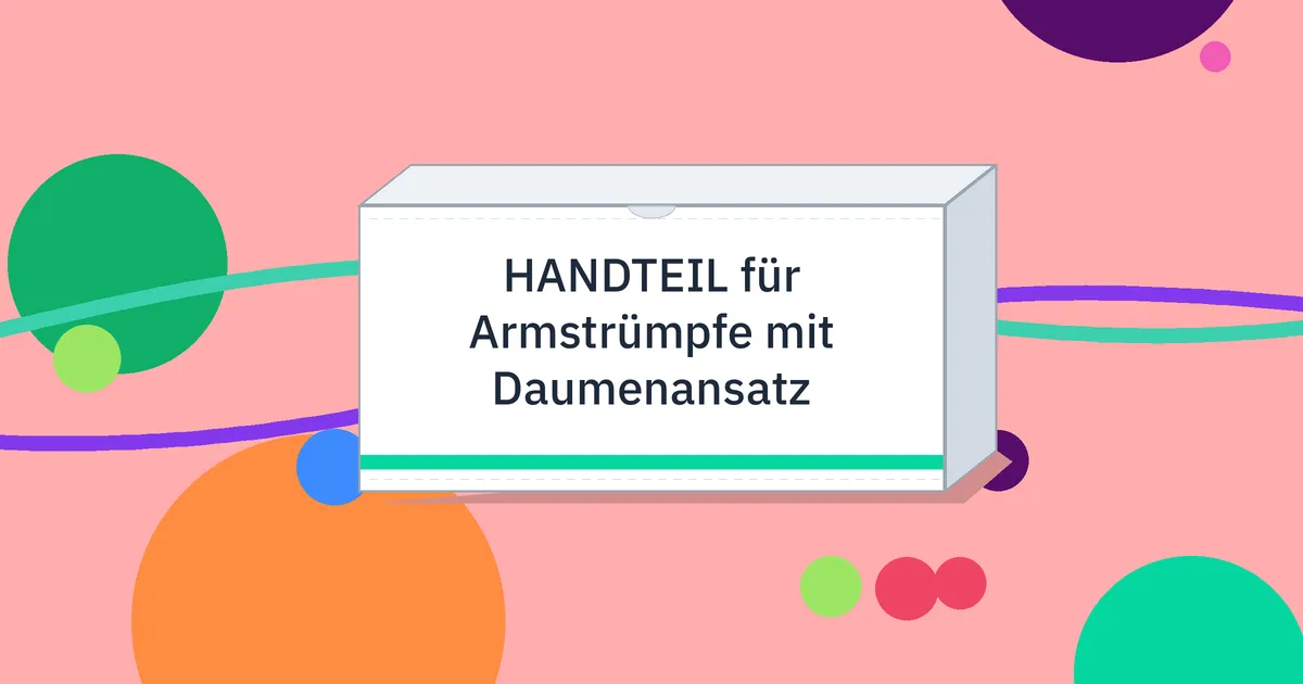 Symbolbild: Packung mit der Aufschrift HANDTEIL für Armstrümpfe mit Daumenansatz (PZN 20318572) – Verfügbarkeit und Bezug in Apotheken in Frankfurt am Main