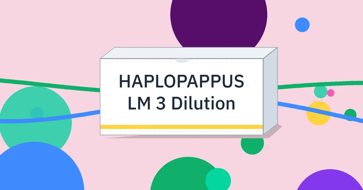 Symbolbild: Packung mit der Aufschrift HAPLOPAPPUS LM 3 Dilution (PZN 12884748) – Verfügbarkeit und Bezug in Apotheken in Frankfurt am Main