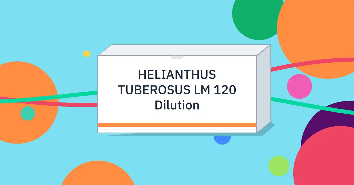 Symbolbild: Packung mit der Aufschrift HELIANTHUS TUBEROSUS LM 120 Dilution (PZN 13551954) – Verfügbarkeit und Bezug in Apotheken in Frankfurt am Main