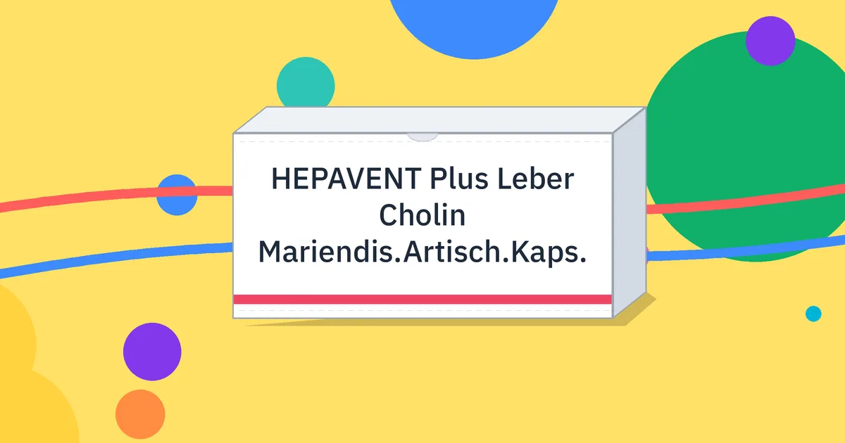 Symbolbild: Packung mit der Aufschrift HEPAVENT Plus Leber Cholin Mariendis.Artisch.Kaps. (PZN 18826031) – Verfügbarkeit und Bezug in Apotheken in Frankfurt am Main
