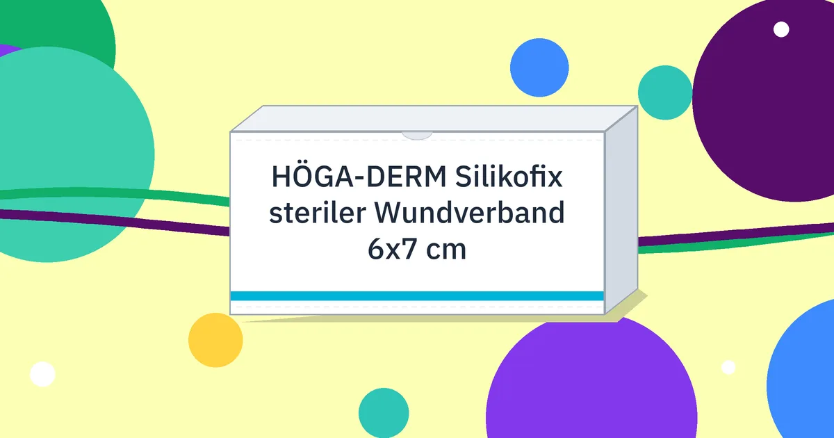 Symbolbild: Packung mit der Aufschrift HÖGA-DERM Silikofix steriler Wundverband 6x7 cm (PZN 13839589) – Verfügbarkeit und Bezug in Apotheken in Frankfurt am Main