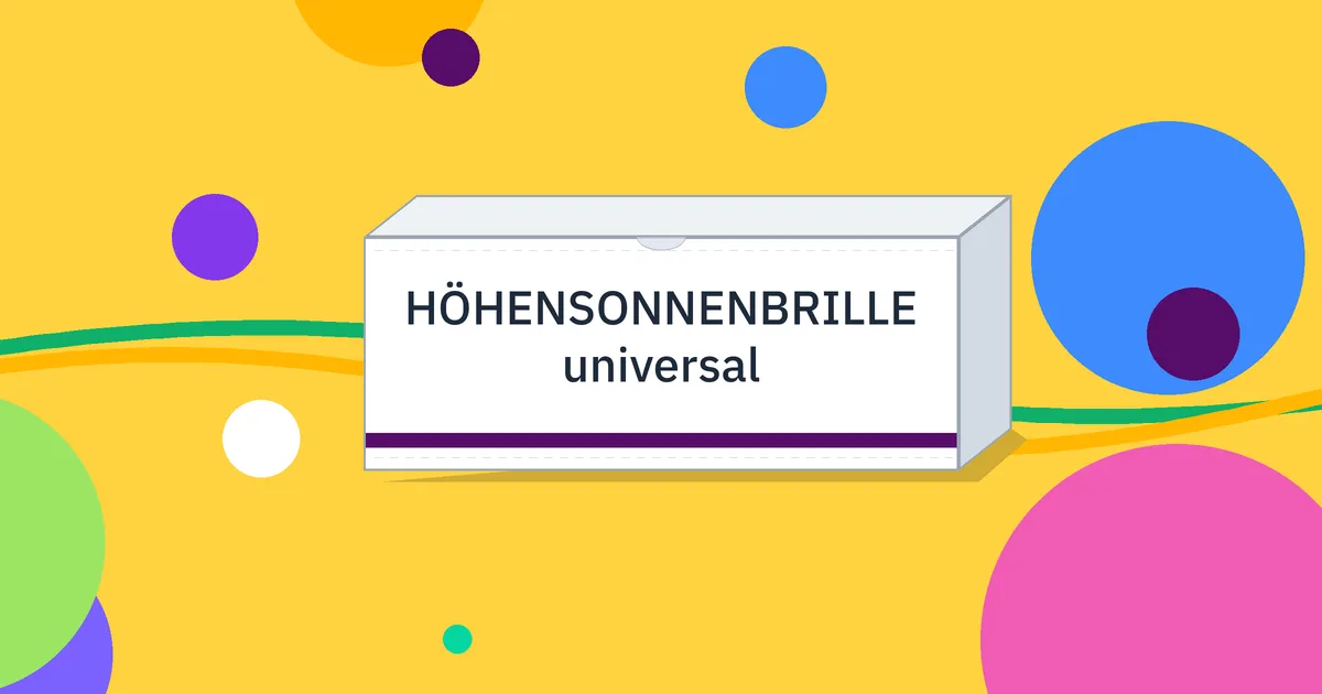 Symbolbild: Packung mit der Aufschrift HÖHENSONNENBRILLE universal (PZN 03017188) – Verfügbarkeit und Bezug in Apotheken in Frankfurt am Main