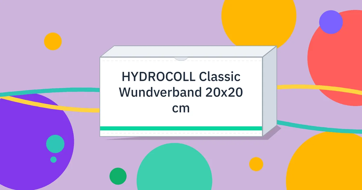 Symbolbild: Packung mit der Aufschrift HYDROCOLL Classic Wundverband 20x20 cm (PZN 20124158) – Verfügbarkeit und Bezug in Apotheken in Frankfurt am Main