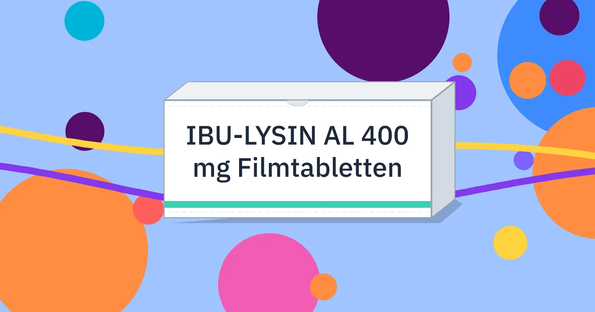 Symbolbild: Packung mit der Aufschrift IBU-LYSIN AL 400 mg Filmtabletten (PZN 18021250) – Verfügbarkeit und Bezug in Apotheken in Frankfurt am Main